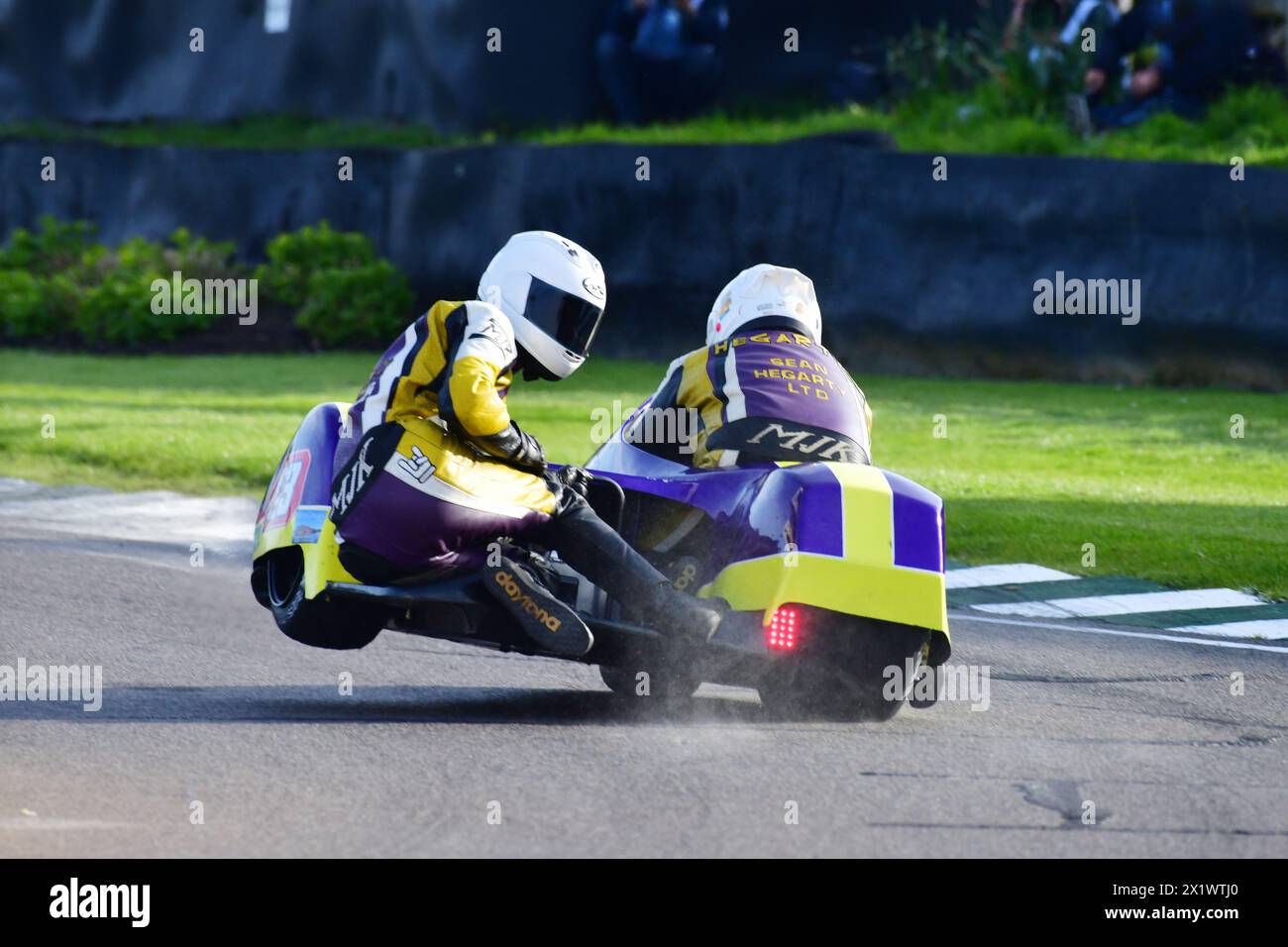 On two wheels coming out of the chicane, Sean Hegarty, James Neave, Baker-Suzuki, First time at ...