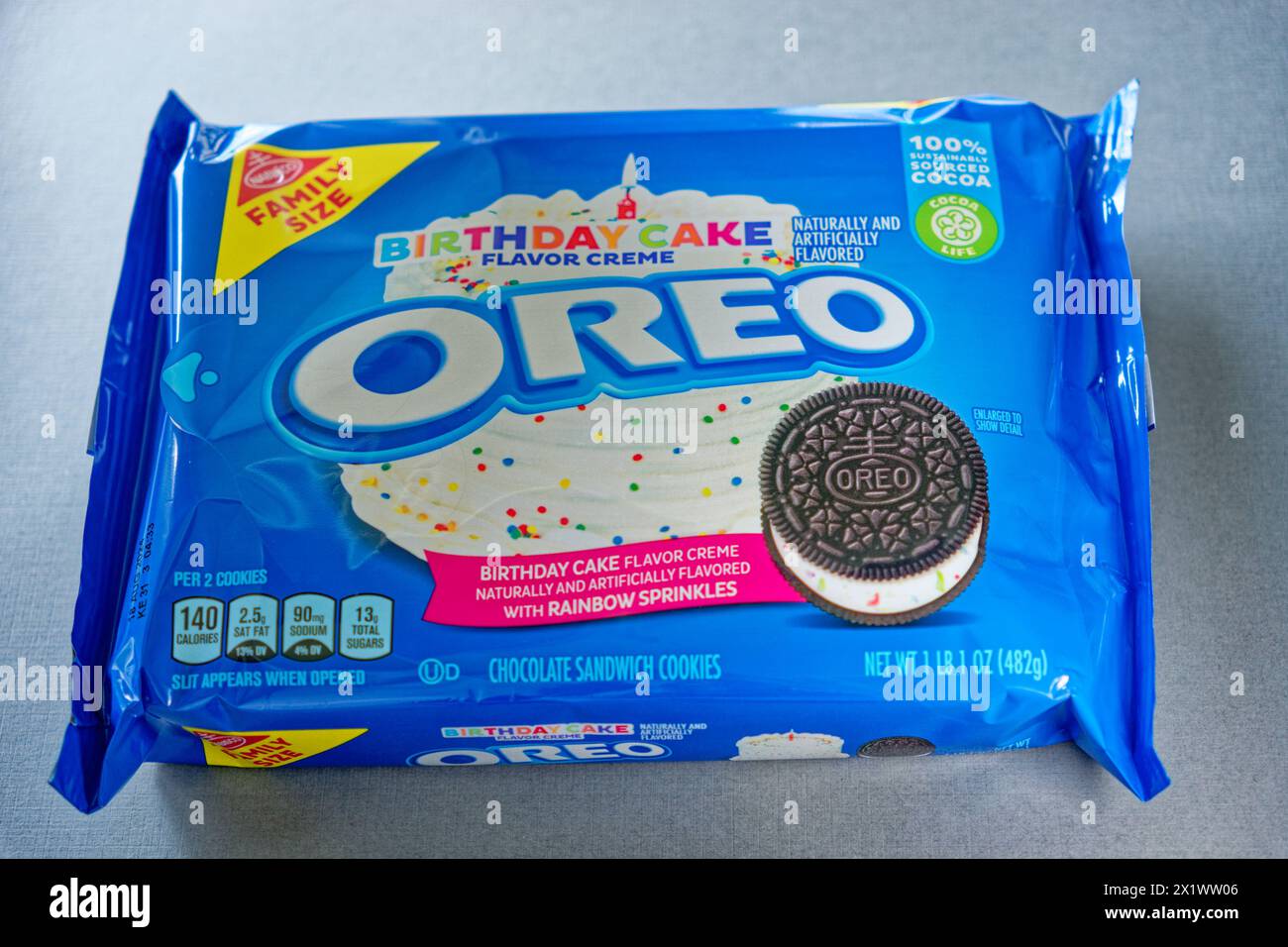 Family size package of the new Birthday cake flavored creme Oreo ...