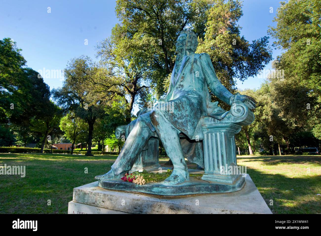 Statue Depicting Aleksandr Sergeevic Pushkin. Villa Borghese Park. Rome ...