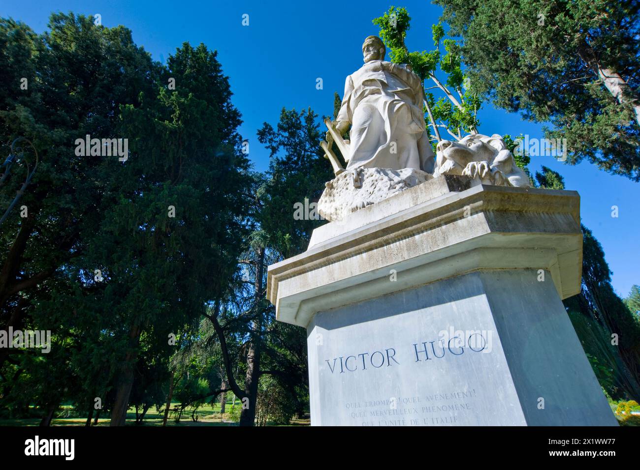 Statue Depicting Victor Hugo. Villa Borghese Park. Rome. Lazio. Italy ...