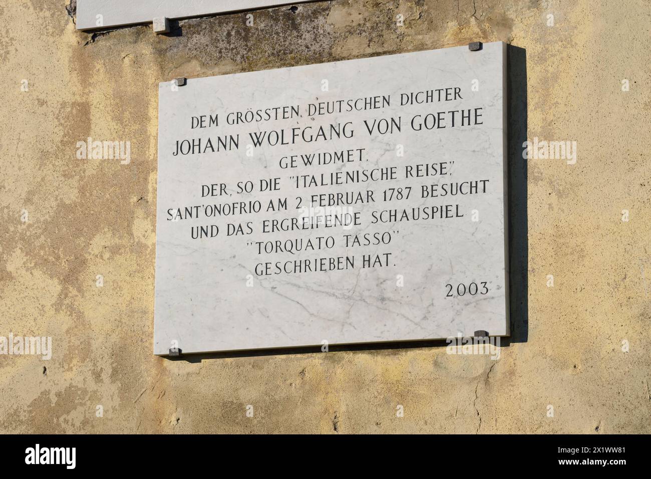 Commemorative Plaque In Honor of Johann Wolfgang Von Goethe. Church of ...