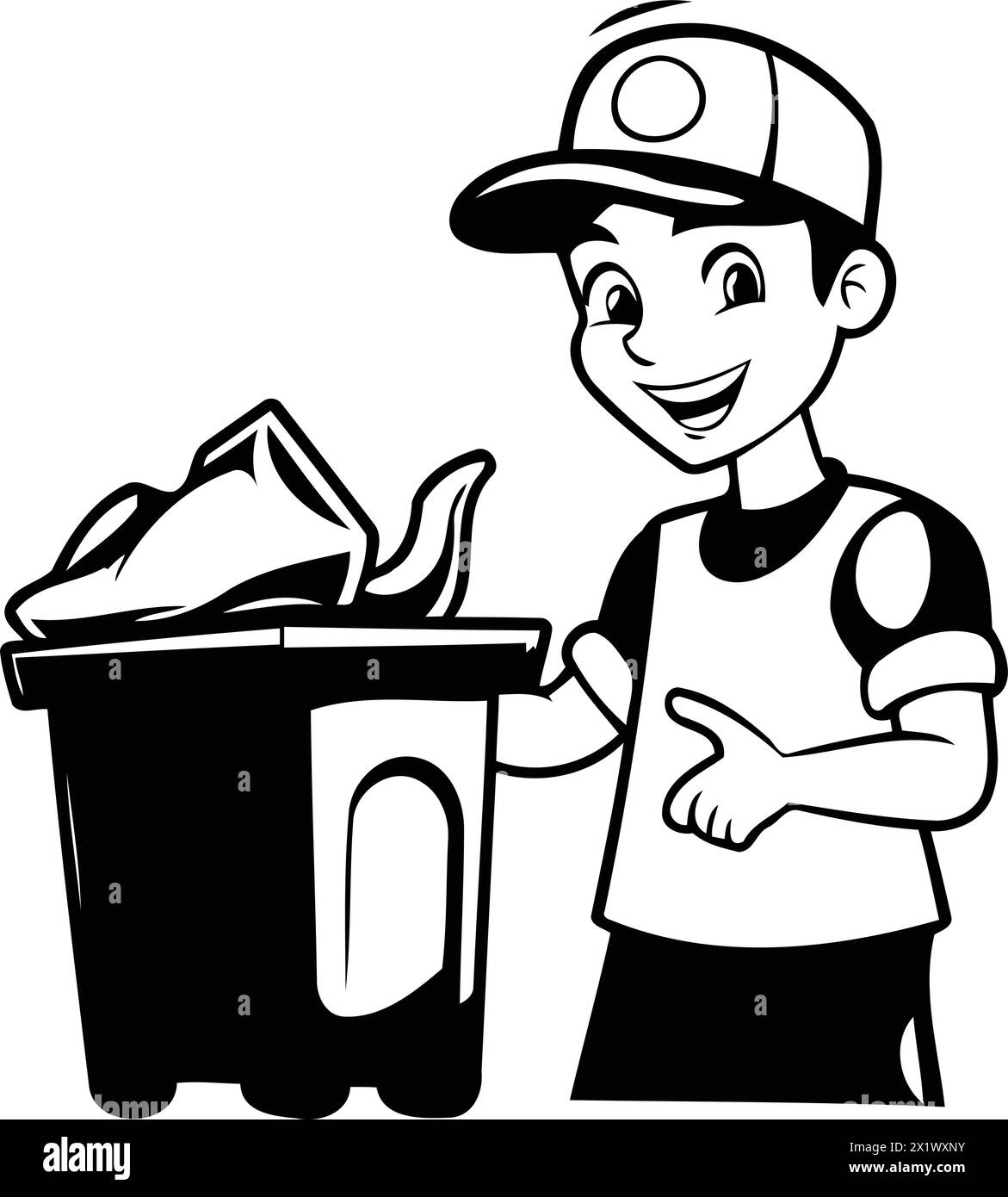 Man in garbage can Stock Vector Images - Alamy