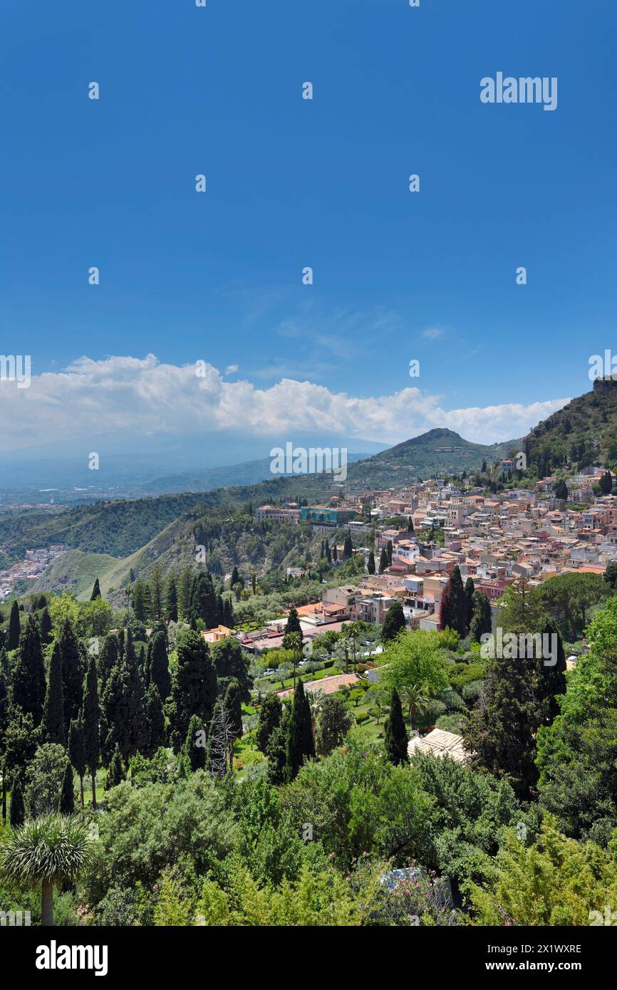 Panorama Southwards From the Greek Theater. Taormina. Sicily Stock ...
