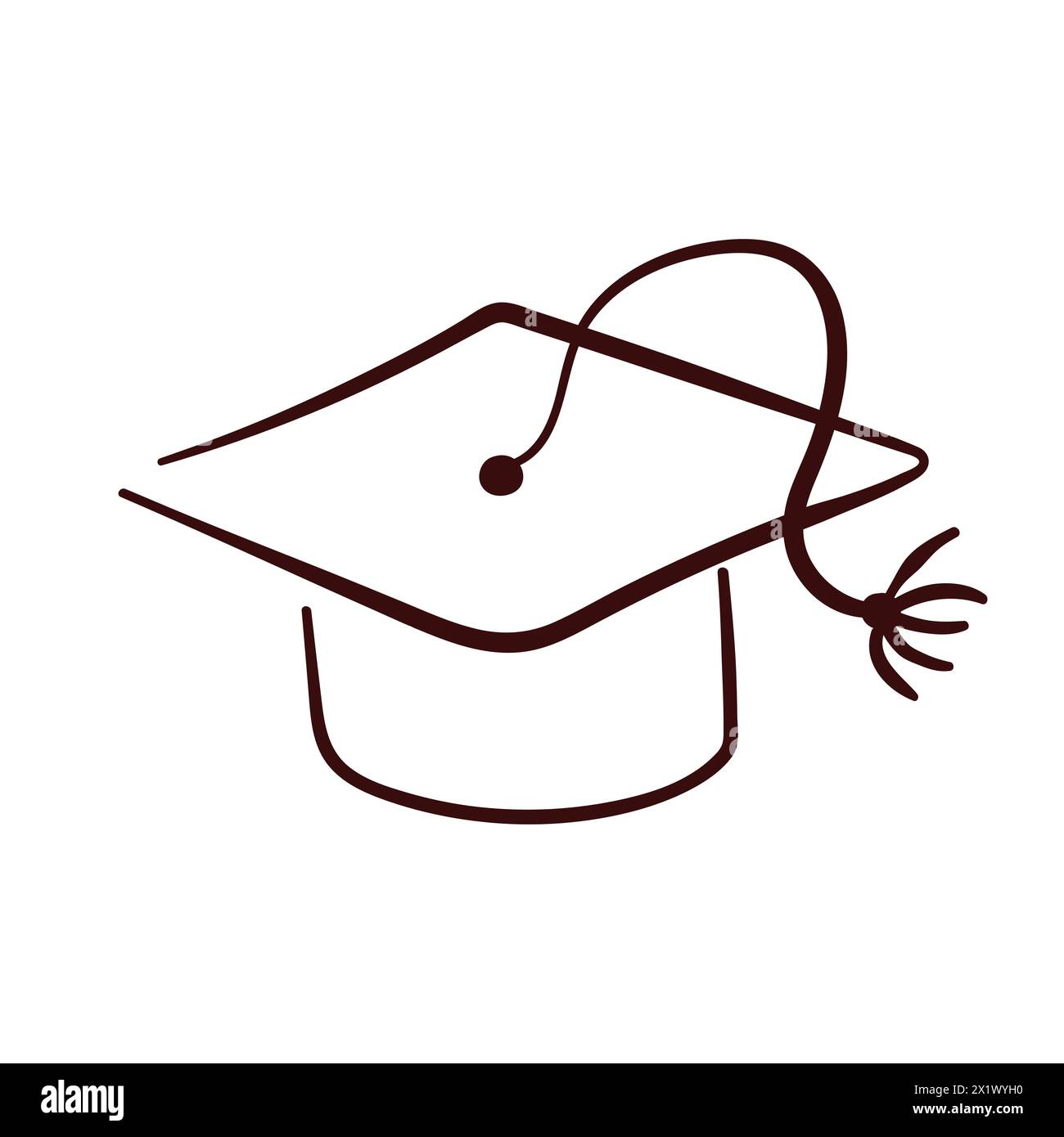 Graduation hat icon in line art style. Outline college, study ...