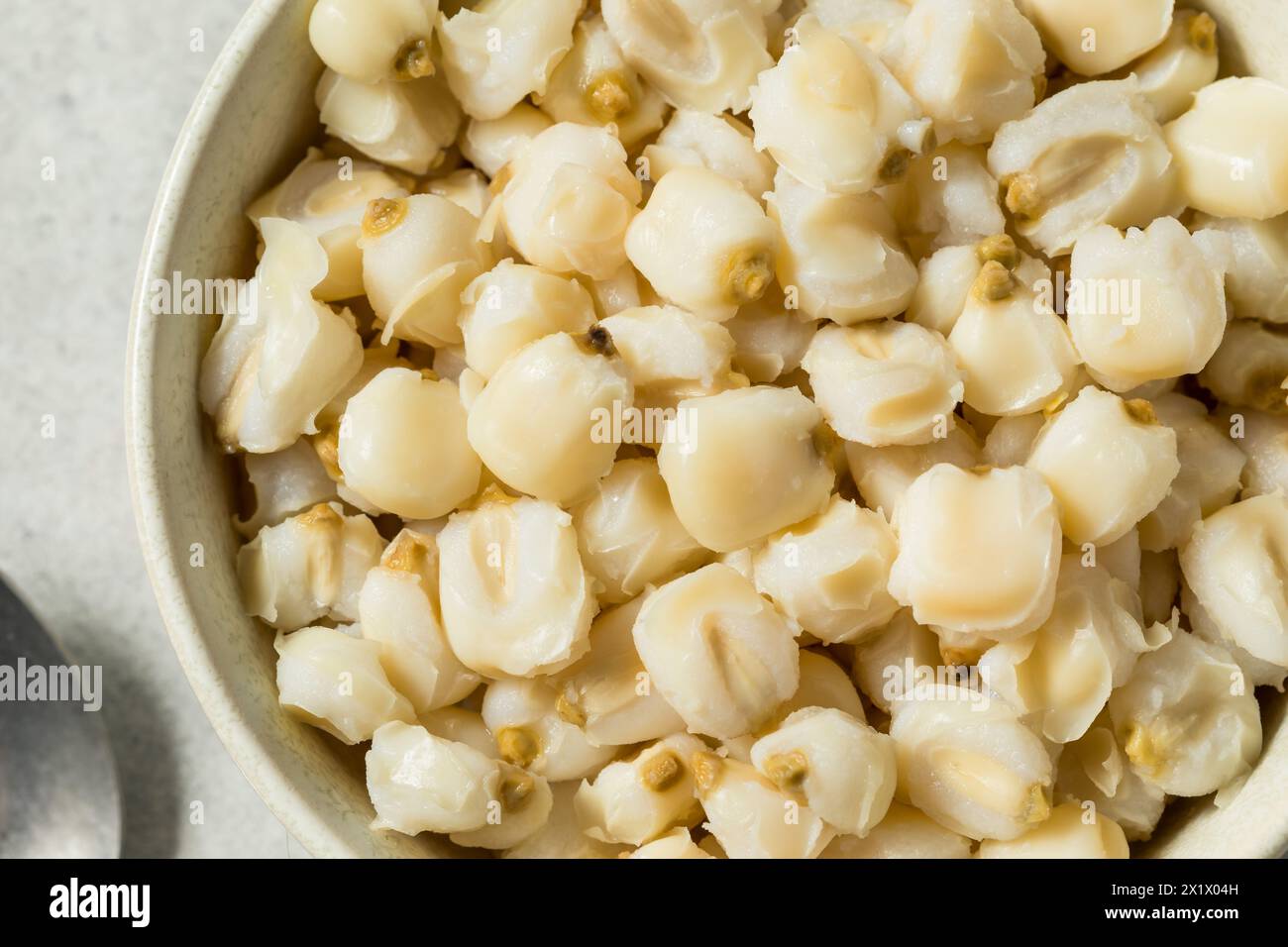 Raw Cooked White Mexican Hominy Corn in a Bowl Stock Photo - Alamy