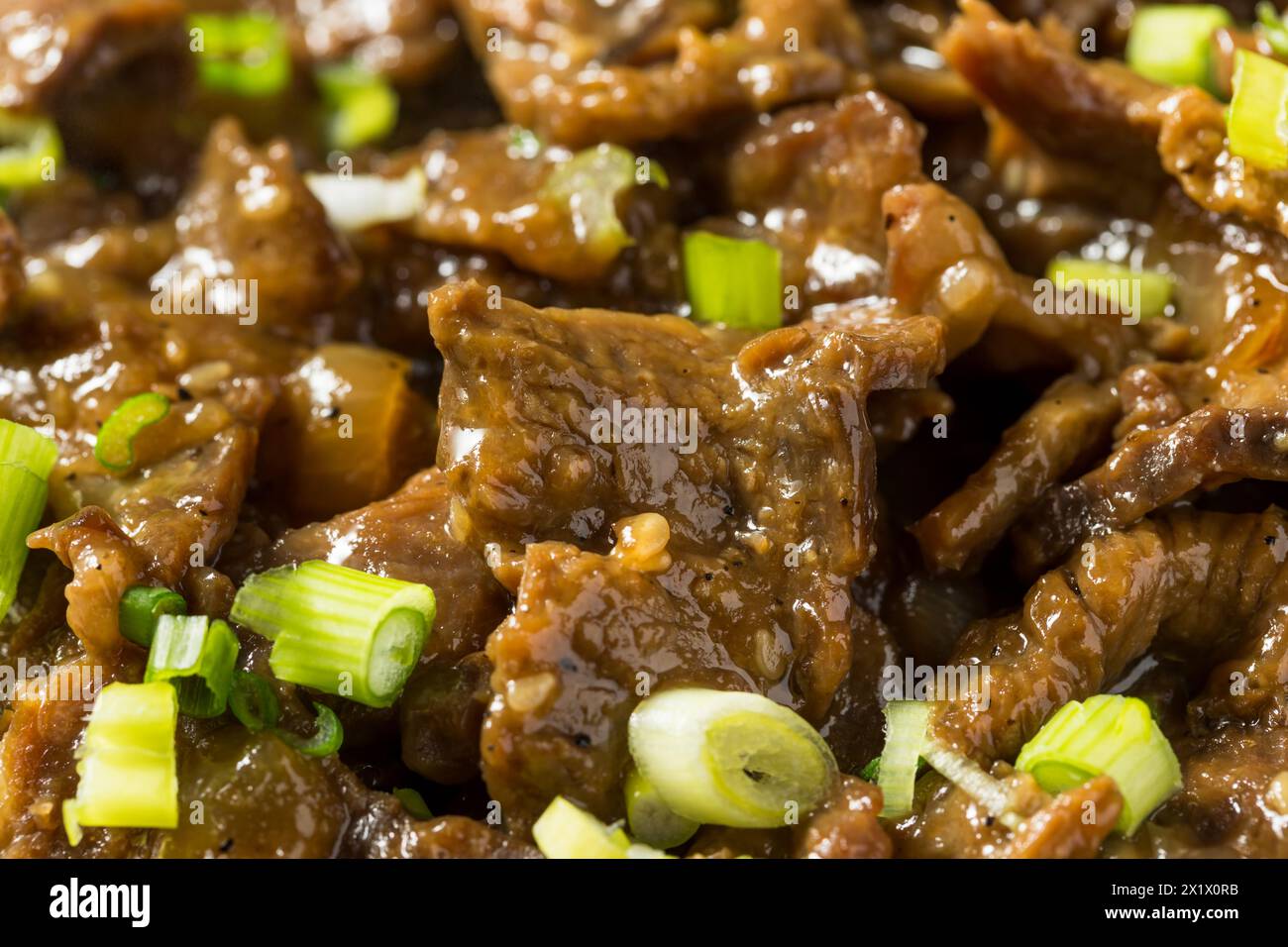 Spicy Korean Beef Bulgogi with Sauce and Scallions Stock Photo - Alamy