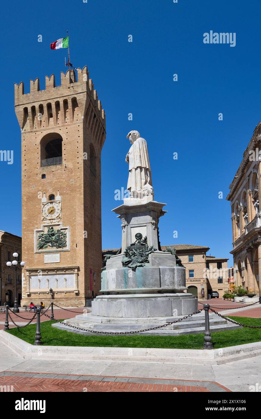 Piazza Leopardi with the Civic Tower and the Monument to Giacomo ...