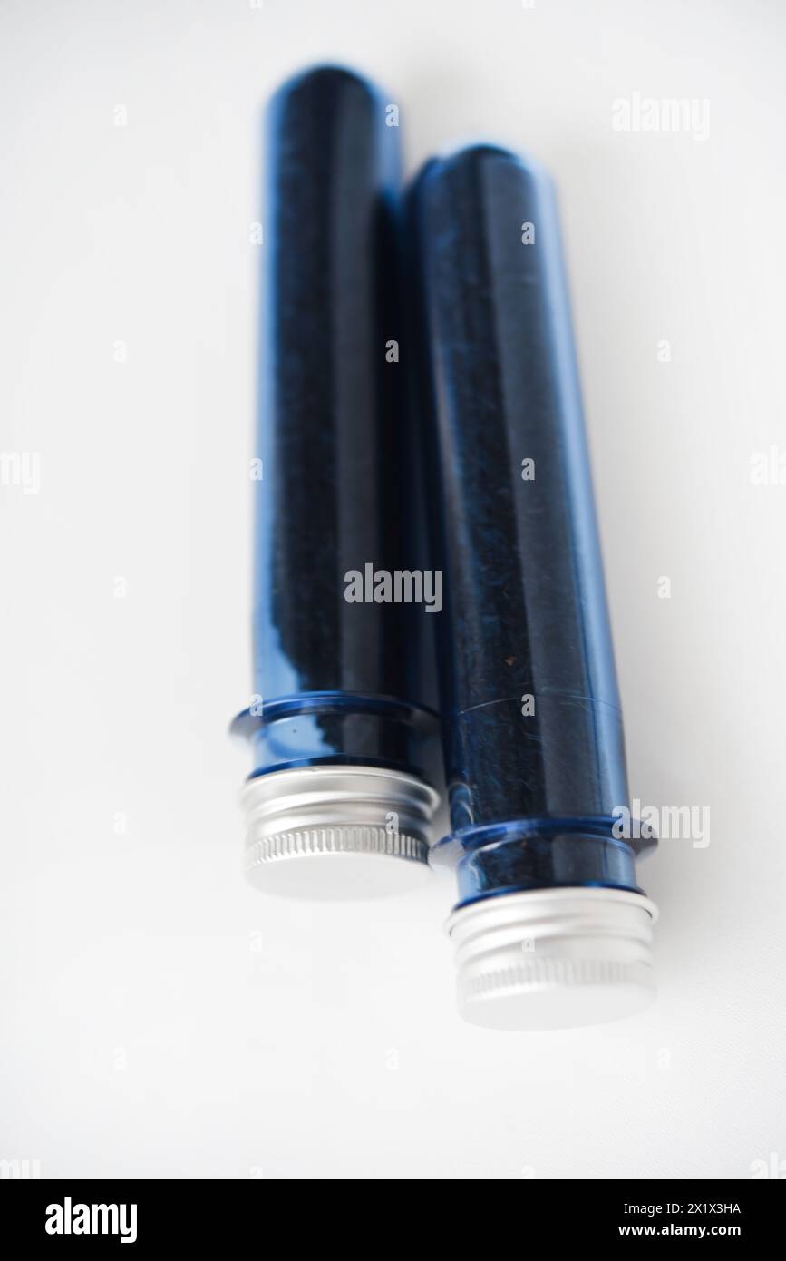 Two blue plastic flasks with a shiny lid. Flasks with tea inside Stock ...