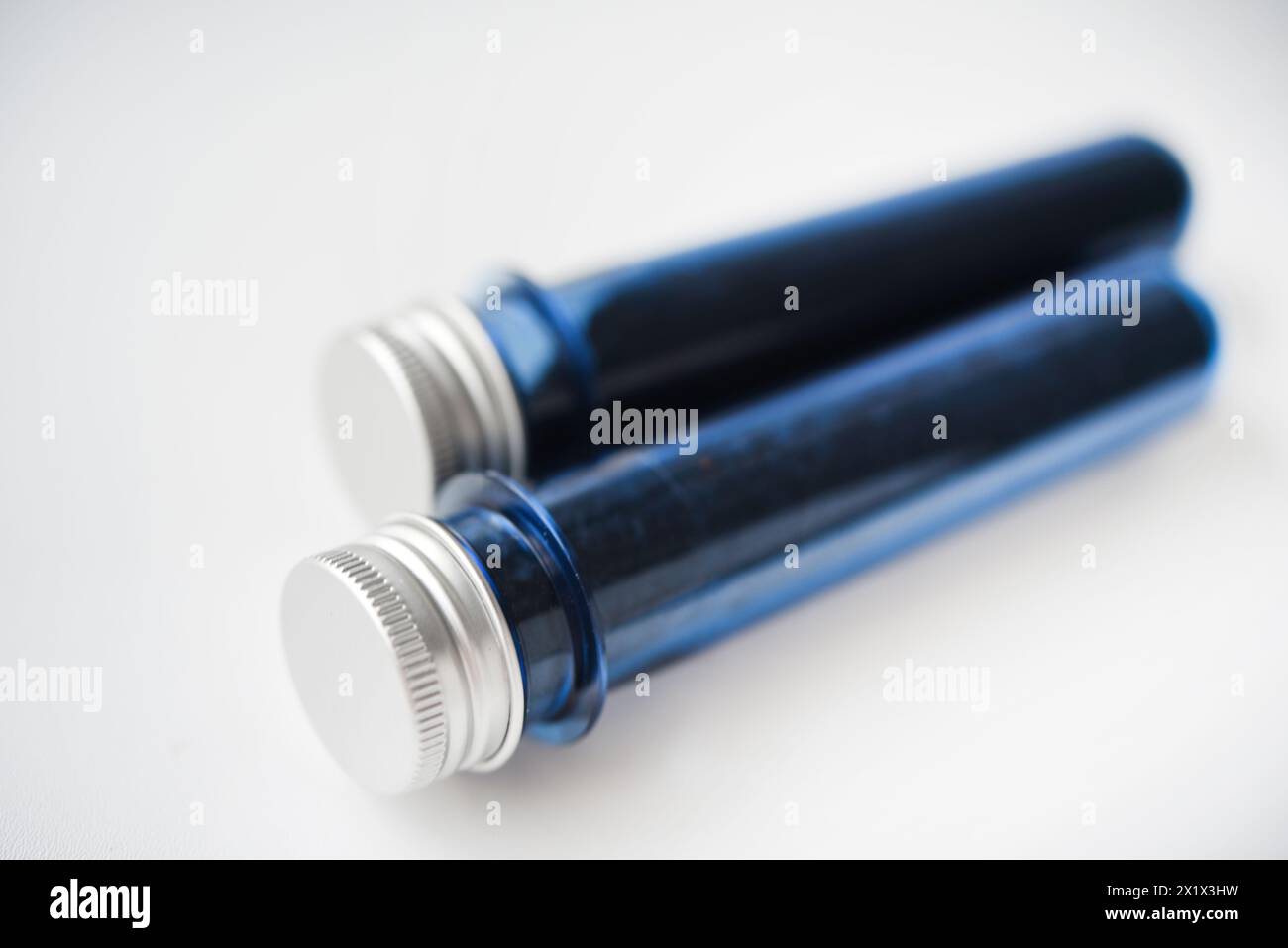 Two blue plastic flasks with a shiny lid. Flasks with tea inside Stock ...