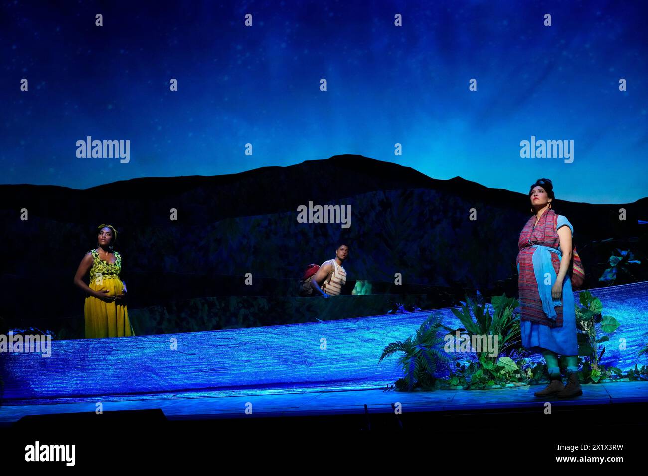 J'Nai Bridges, from left, Davóne Tines and Julia Bullock rehearse for ...