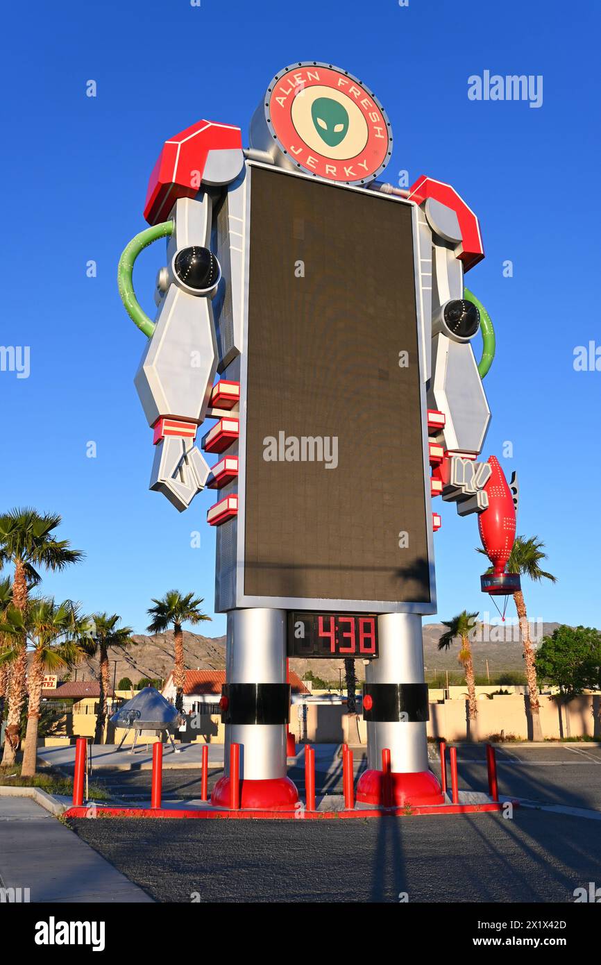 BAKER, CALIFORNIA - 14 APR 2024: Alien Fresh Jerky electronic sign at ...