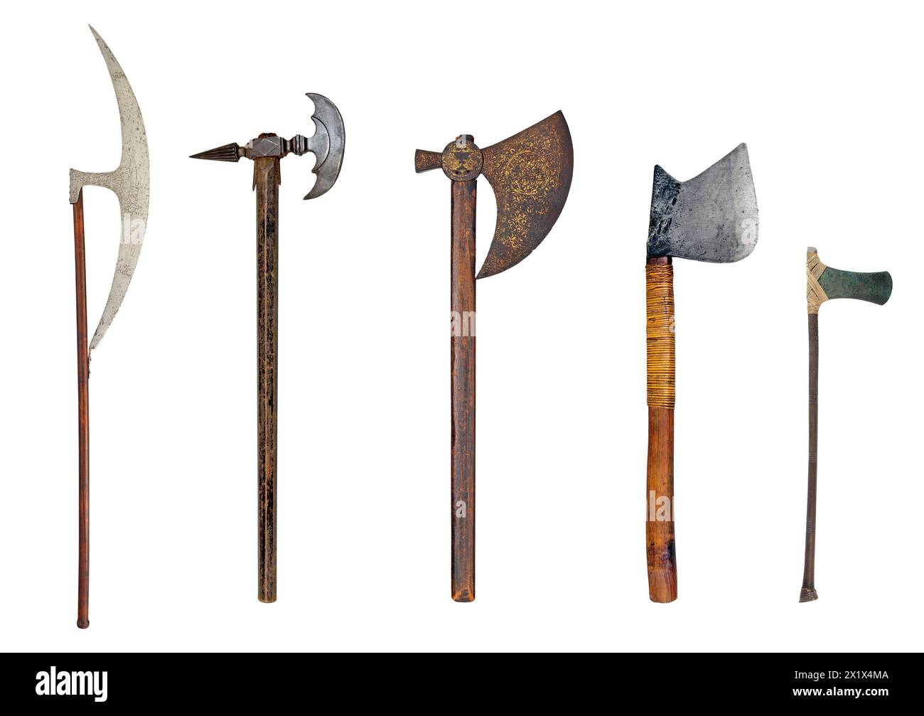 Old ancient axe set, battle axes, isolated on white background Stock Photo - Alamy