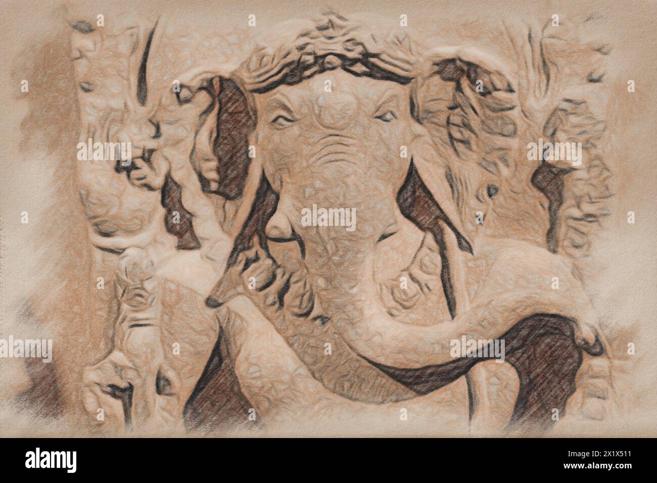 Ganesha illustration. Induism religion - elephant god, Indian ...