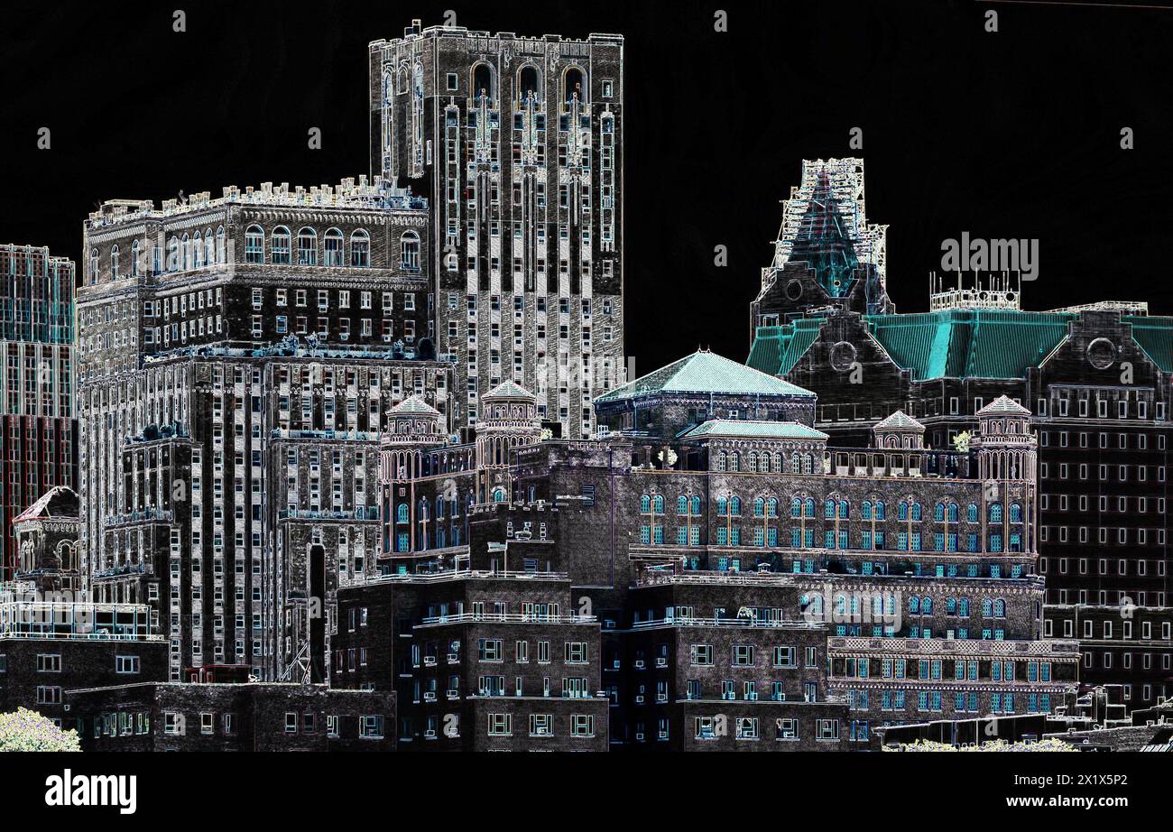 Brooklyn Heights skyline, viewed from East River, rendered with ...