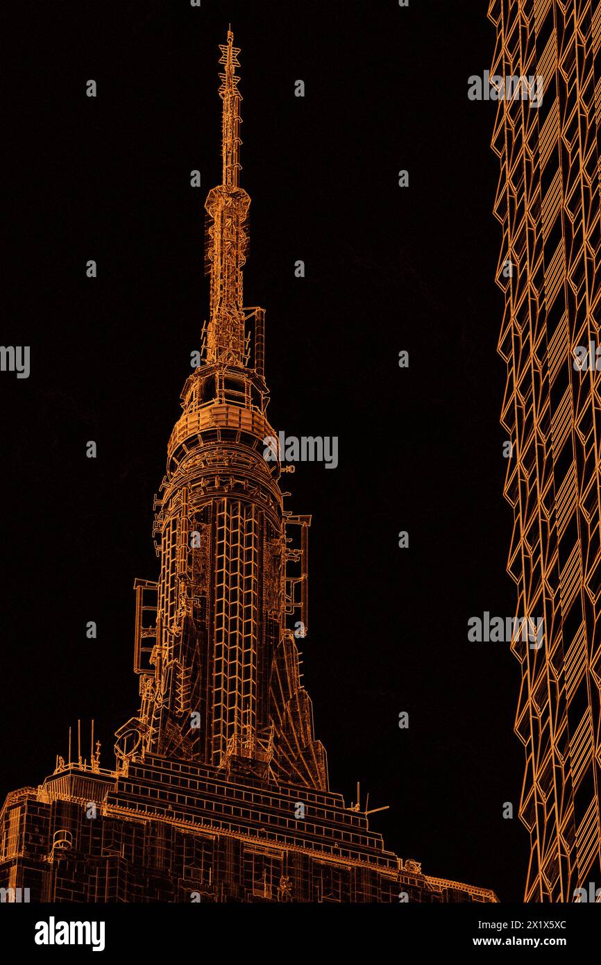 Empire State Building's iconic spire, rendered with Photoshop Glowing ...