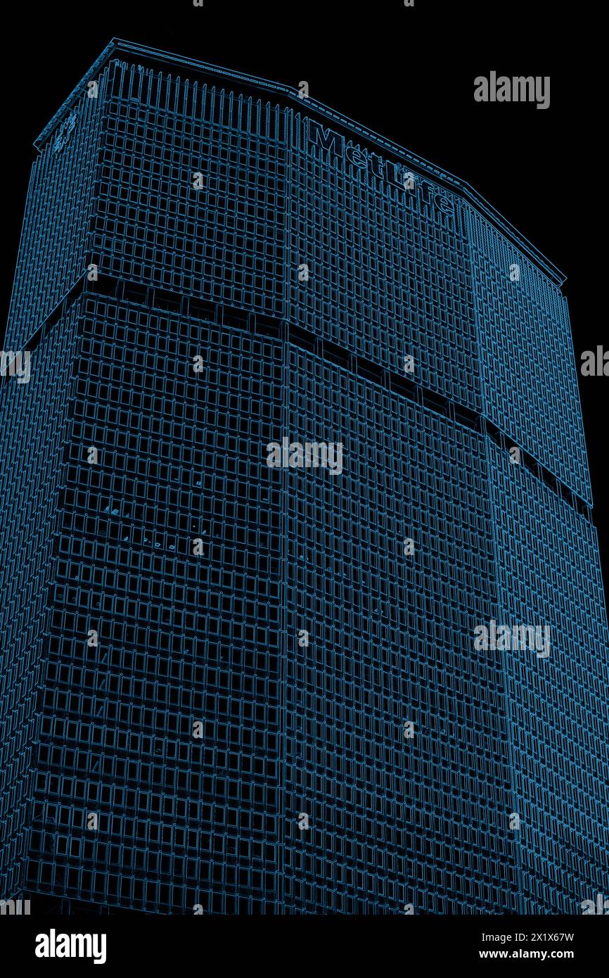 Met Life/Pan Am Building rendered with Photoshop Glowing Edges filter ...