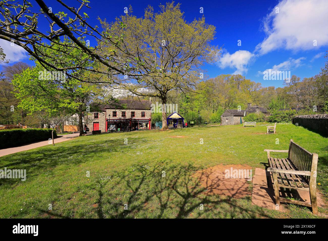 Cenral green with Gwalia stores, sweet shop and smithy, St Fagans ...