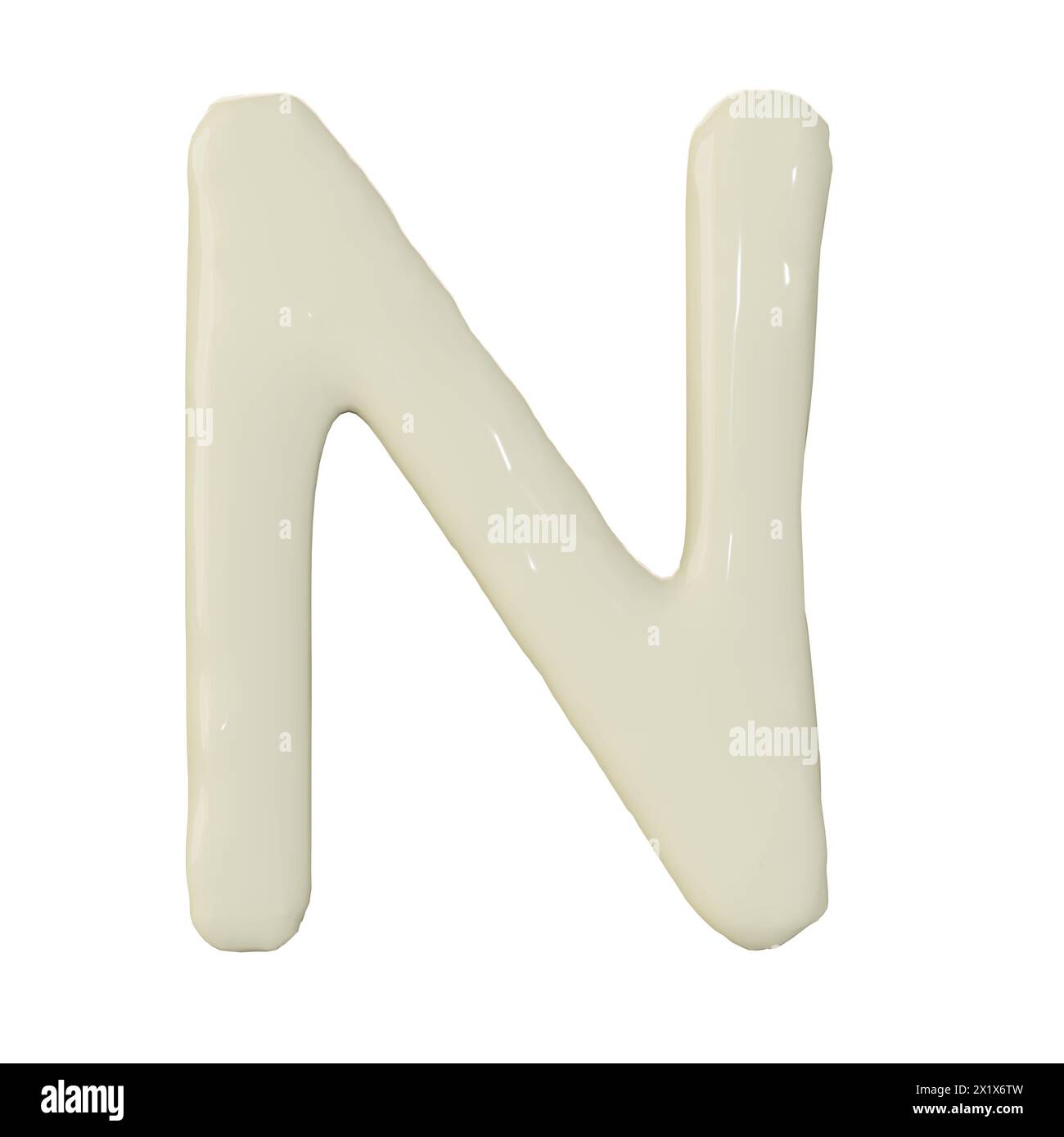 3d render of top view mayonnaise or cream alphabets for food or ...