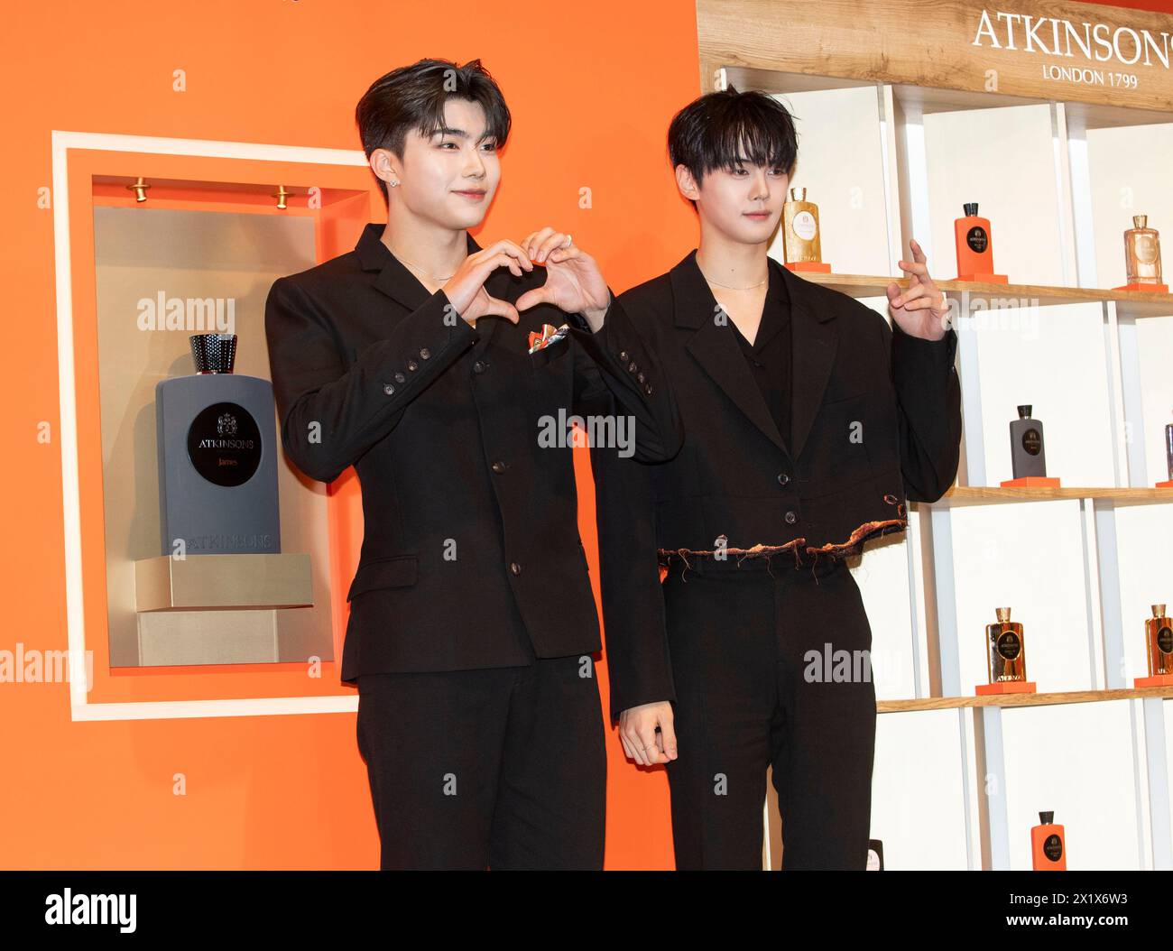 Seoul, South Korea. 18th Apr, 2024. (L to R) South Korean singer Park Gun-wook, Kim Gyu-vin ...