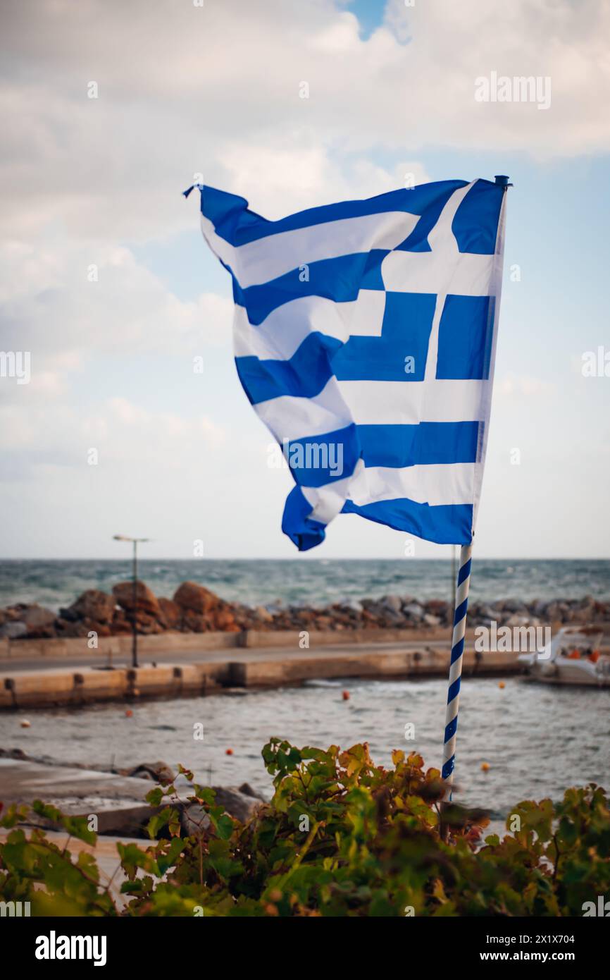 Greek flag on beach hi-res stock photography and images - Alamy