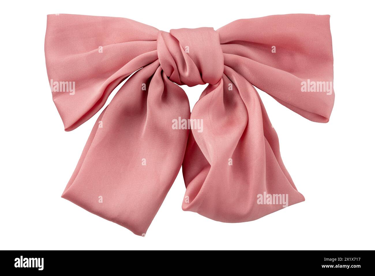 Pink satin ribbon bow isolated on white with clipping path included ...