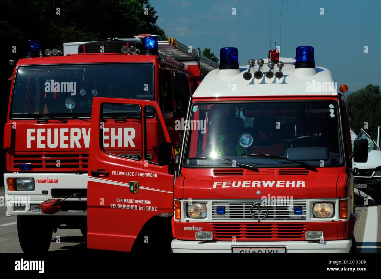 fire engines on the road in action against natural hazard fire engines ...