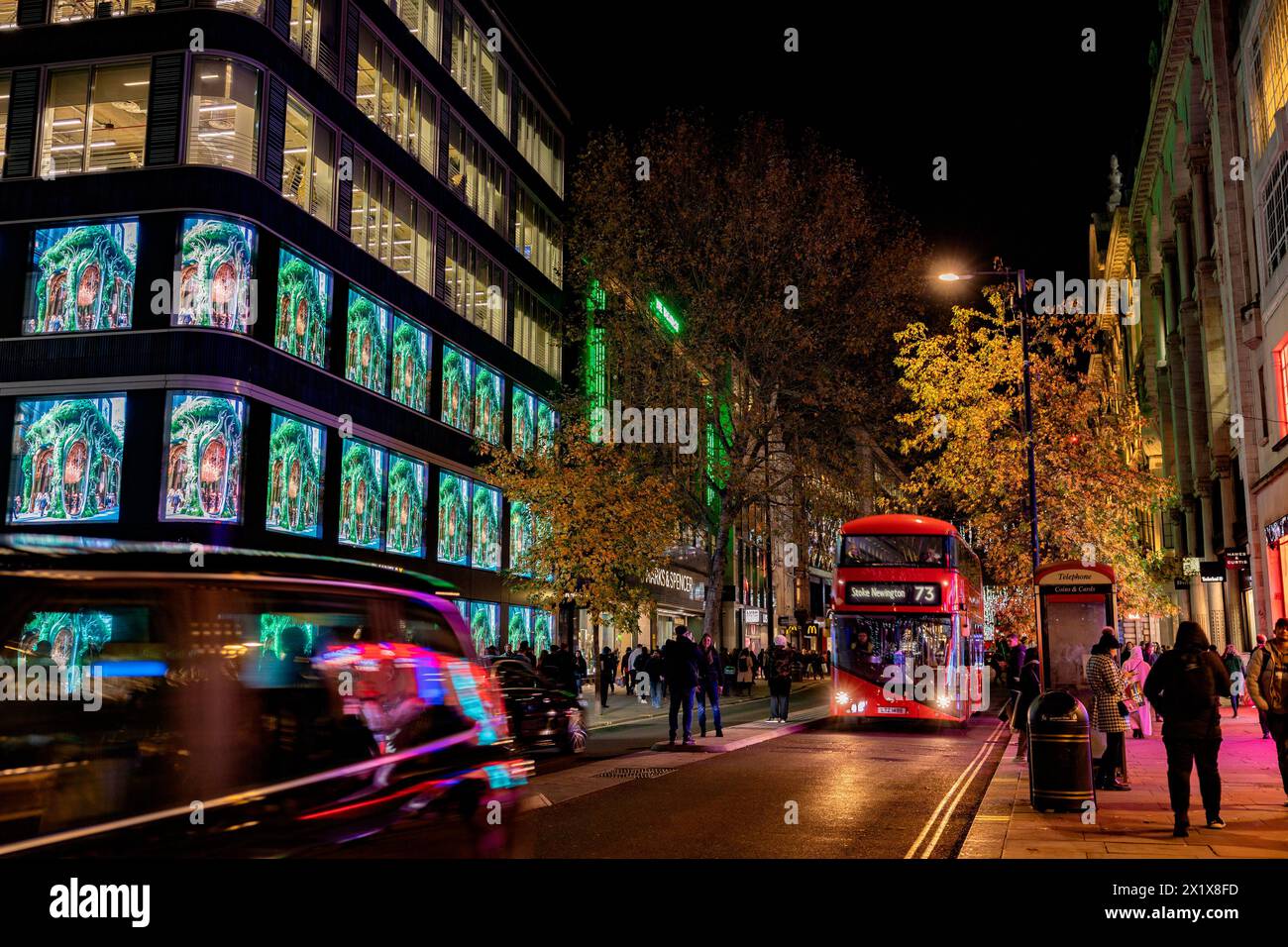 London TfL buses at nighttime - England, United Kingdom Stock Photo - Alamy