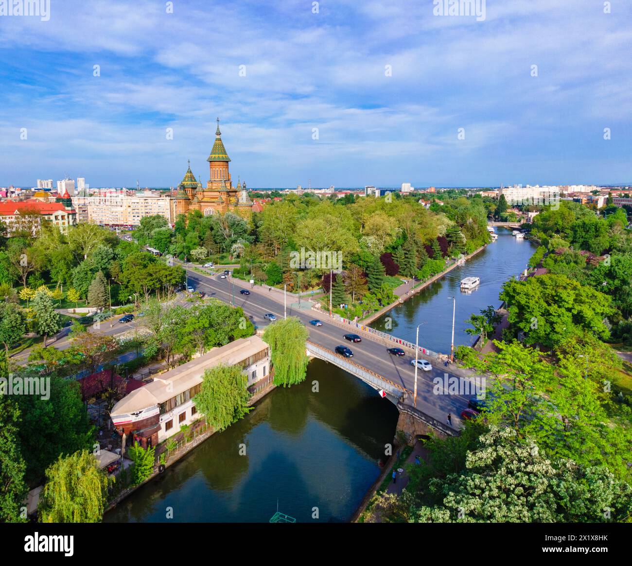 Aerial view of the beautiful city of Timisoara, Romania. Photography was shot from a drone from ...