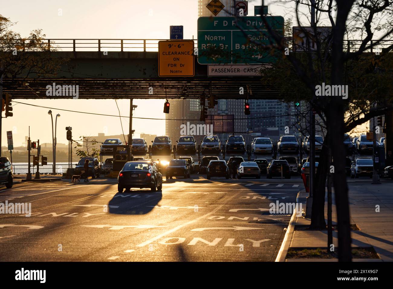Sunrise on cars East 34th Street - FDR Drive Midtown East Manhattan by ...