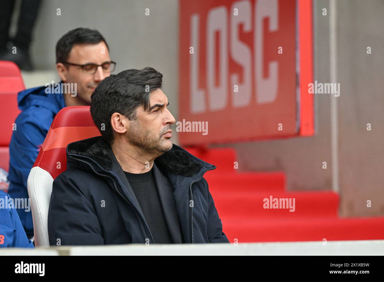 Lille, France. 18th Apr, 2024. Head Coach Paulo Fonseca of Lille pictured during the Uefa ...