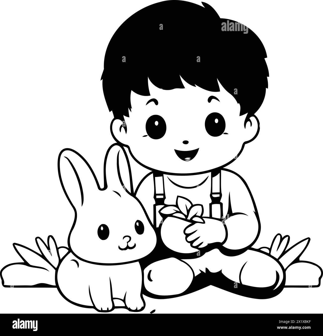 Rabbit in grass Black and White Stock Photos & Images - Alamy