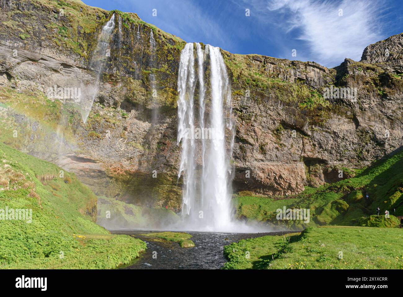 The waterfall Seljalandsfoss, famous landmark in southern Iceland Stock ...