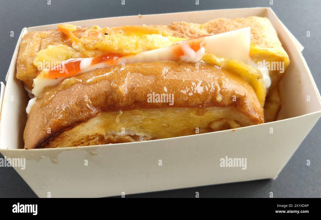 Simple breakfast sold at one of the fast food counters at the LRT ...