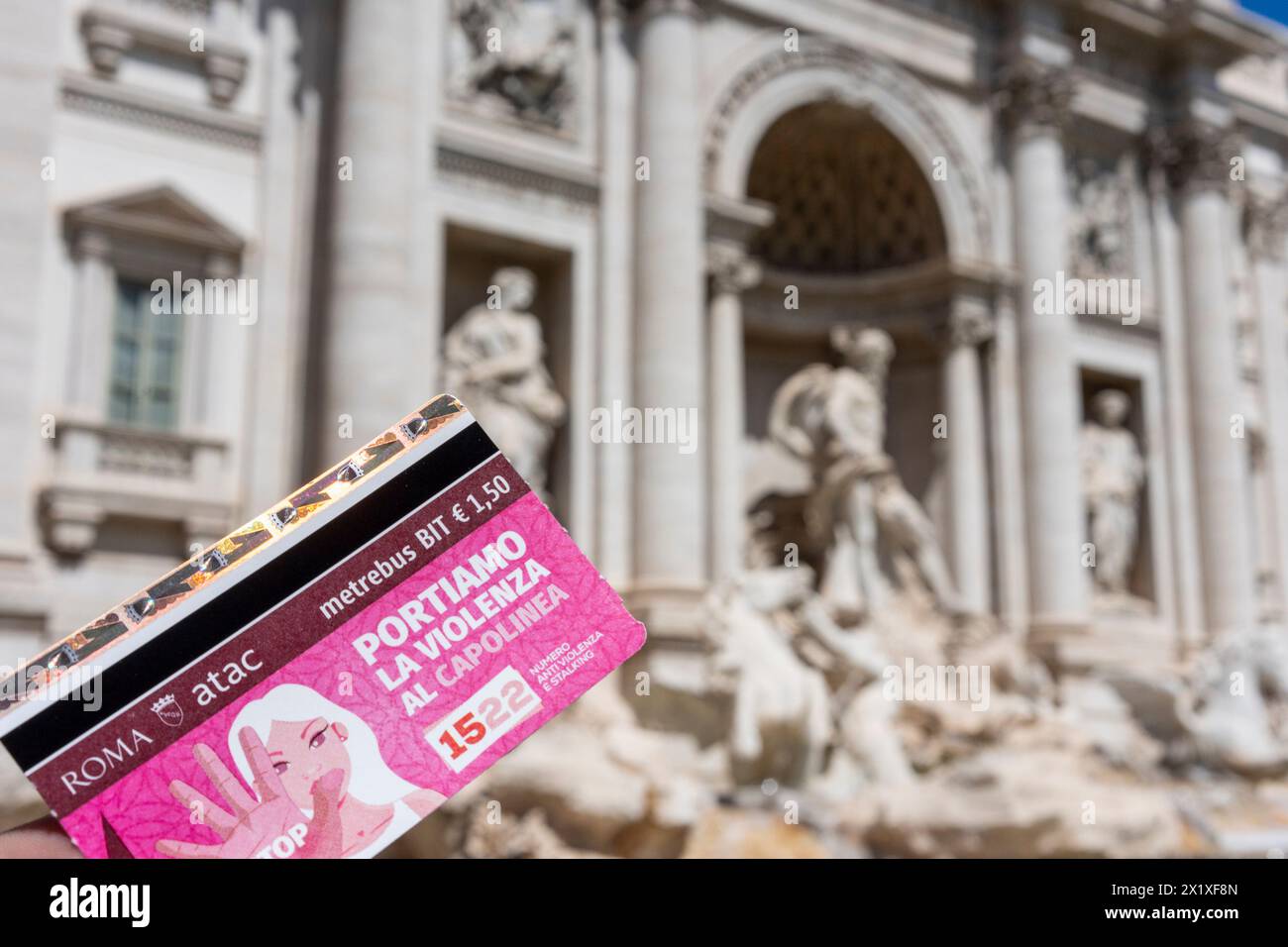 Rome, Italy. 18th Apr, 2024. An ATAC metro and bus ticket photographed ...