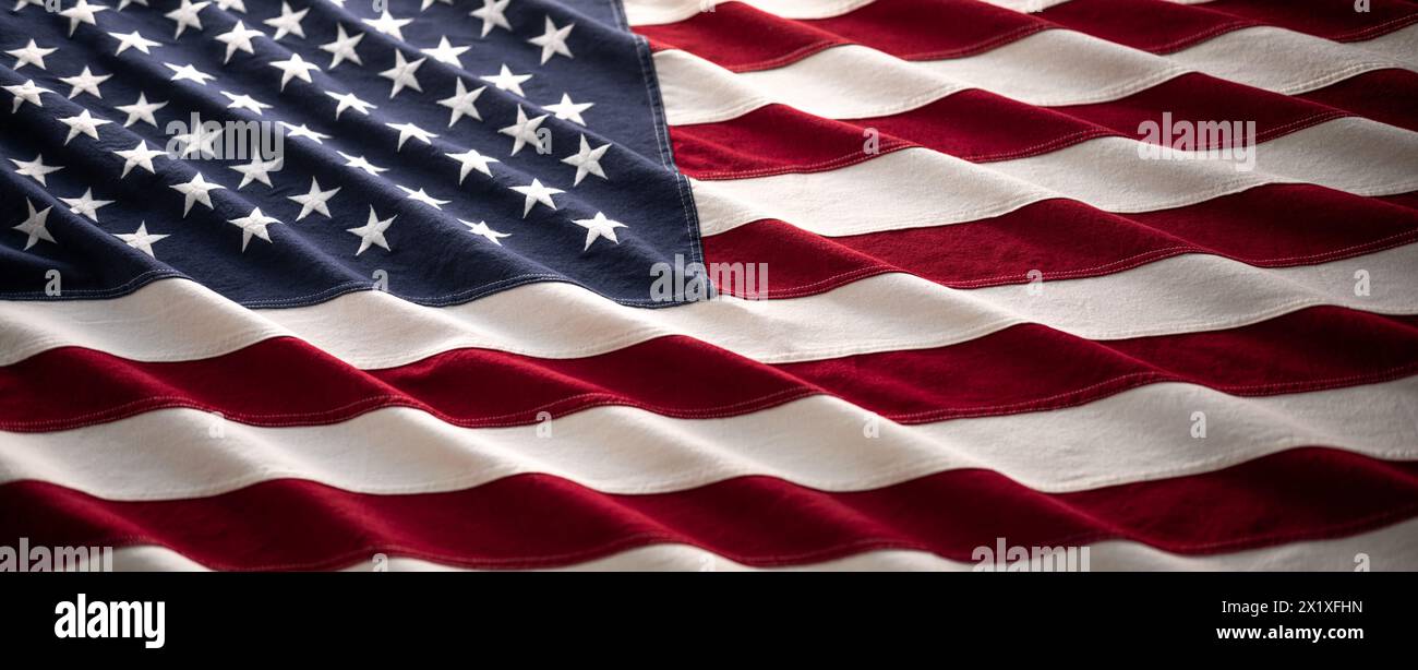 Close-Up View of the American Flags Stars and Stripes With Natural ...