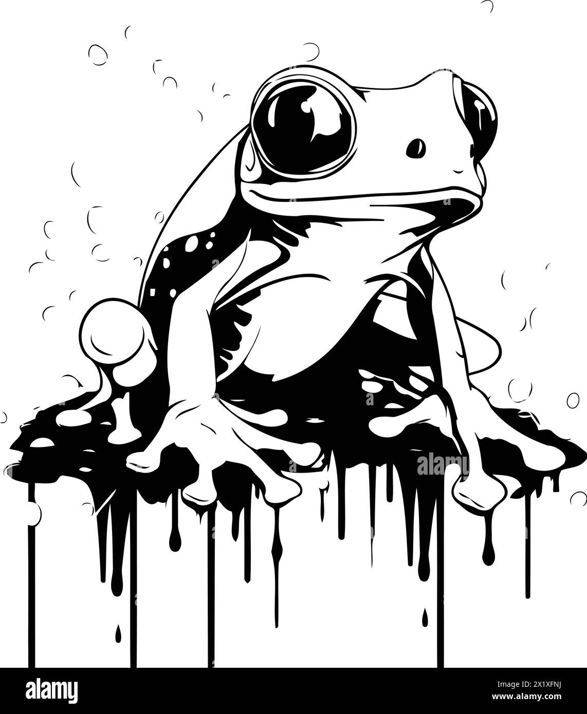 Frog with drops of water. Vector illustration on white background Stock ...