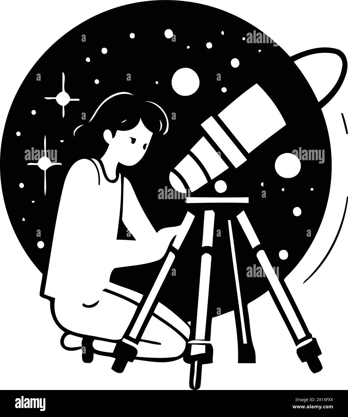 Looking through telescope Black and White Stock Photos & Images - Alamy