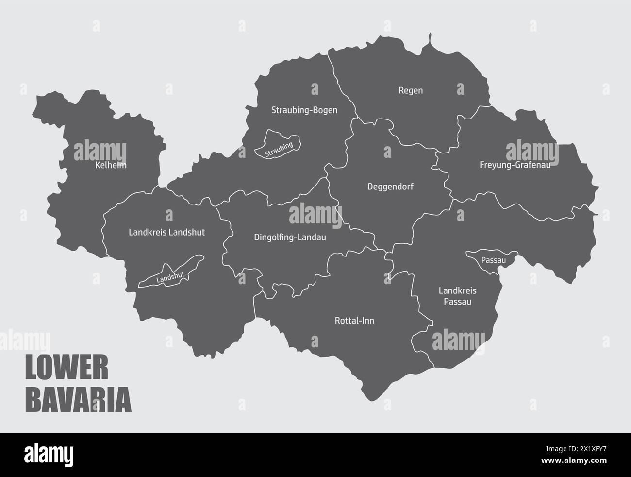 The administrative map of Lower Bavaria region, Germany Stock Vector Image & Art - Alamy