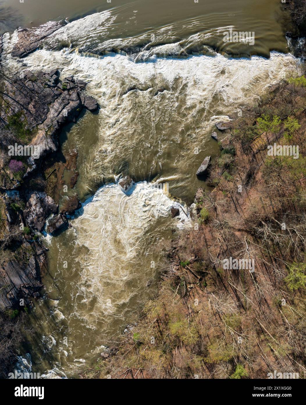 Aerial vertical view of Valley Falls State Park near Fairmont in West ...