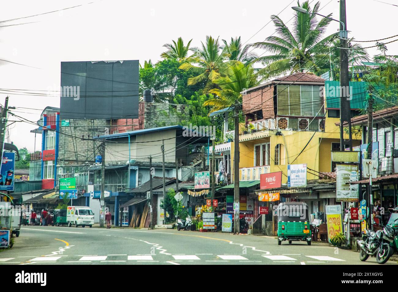 Kandy Road, Sri Lanka 10. 02. 2023. Busy Street in Downtown Kandy, the ...