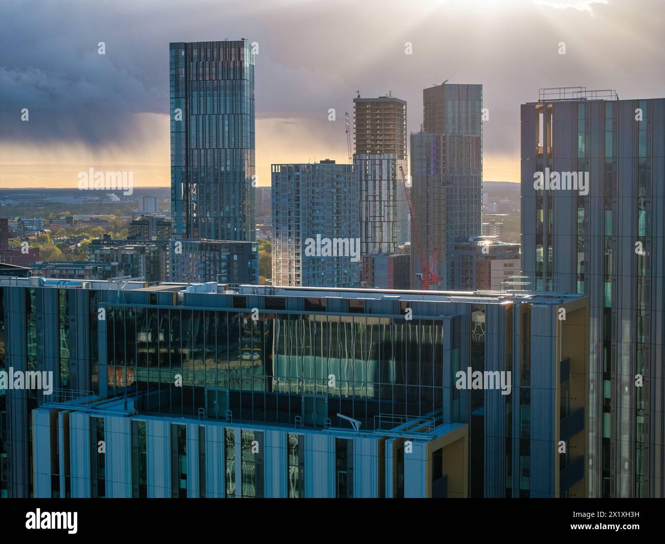 Aerial image of Green quarter, Manchester UK Stock Photo - Alamy