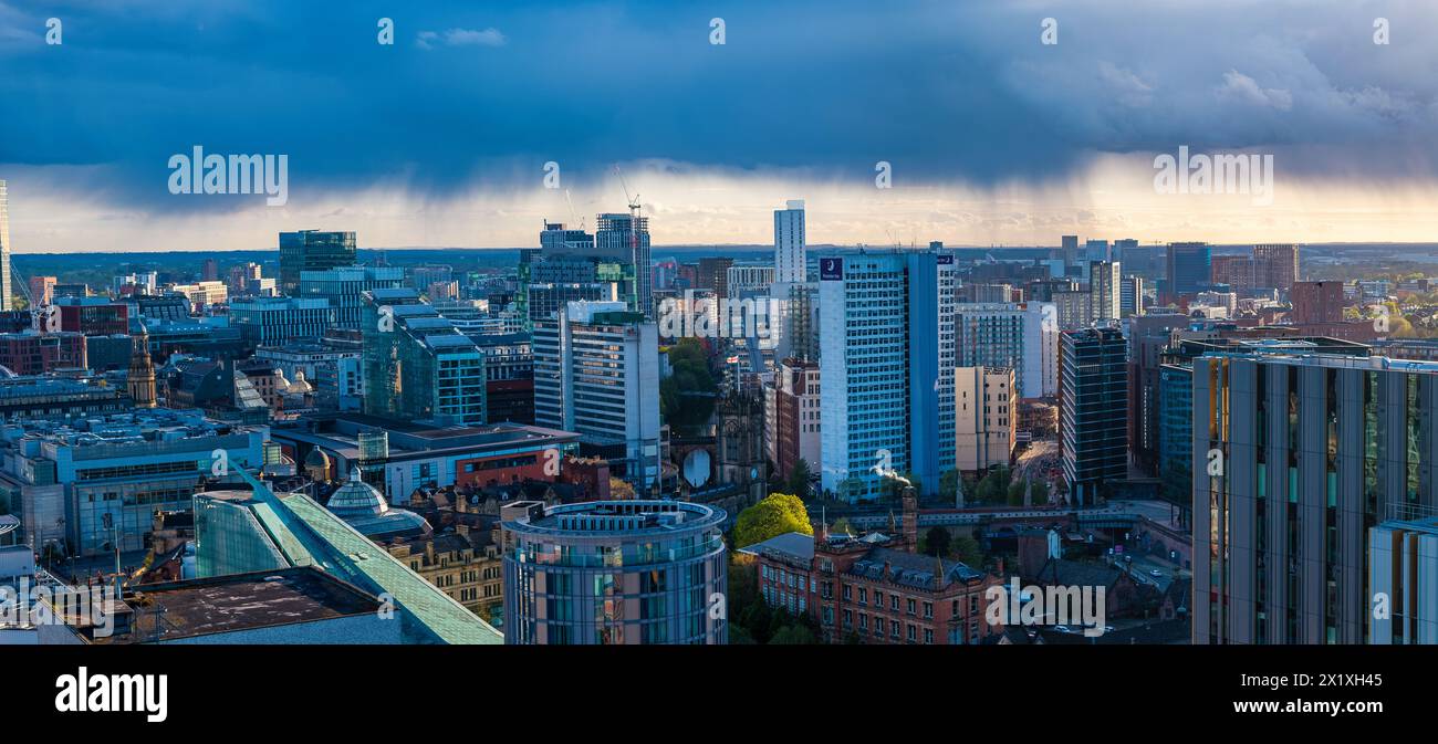 Panoramic image of Manchester skyline before the sunset Stock Photo - Alamy