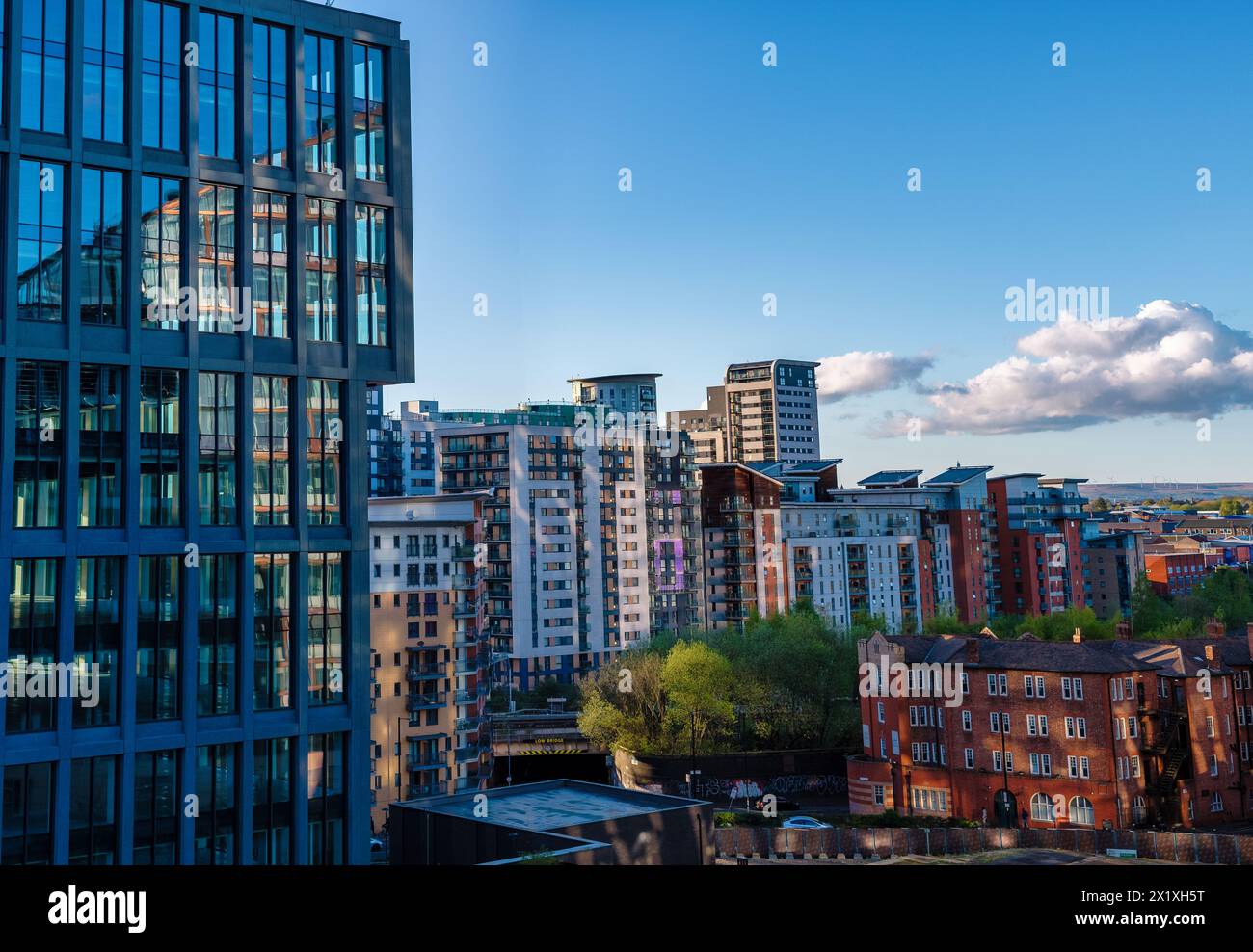 Aerial image of Green quarter, Manchester UK Stock Photo - Alamy