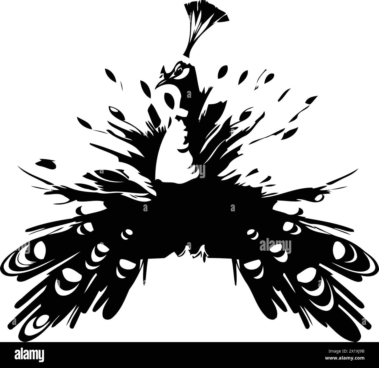 Peacock with colorful splashes on white background. Vector illustration ...