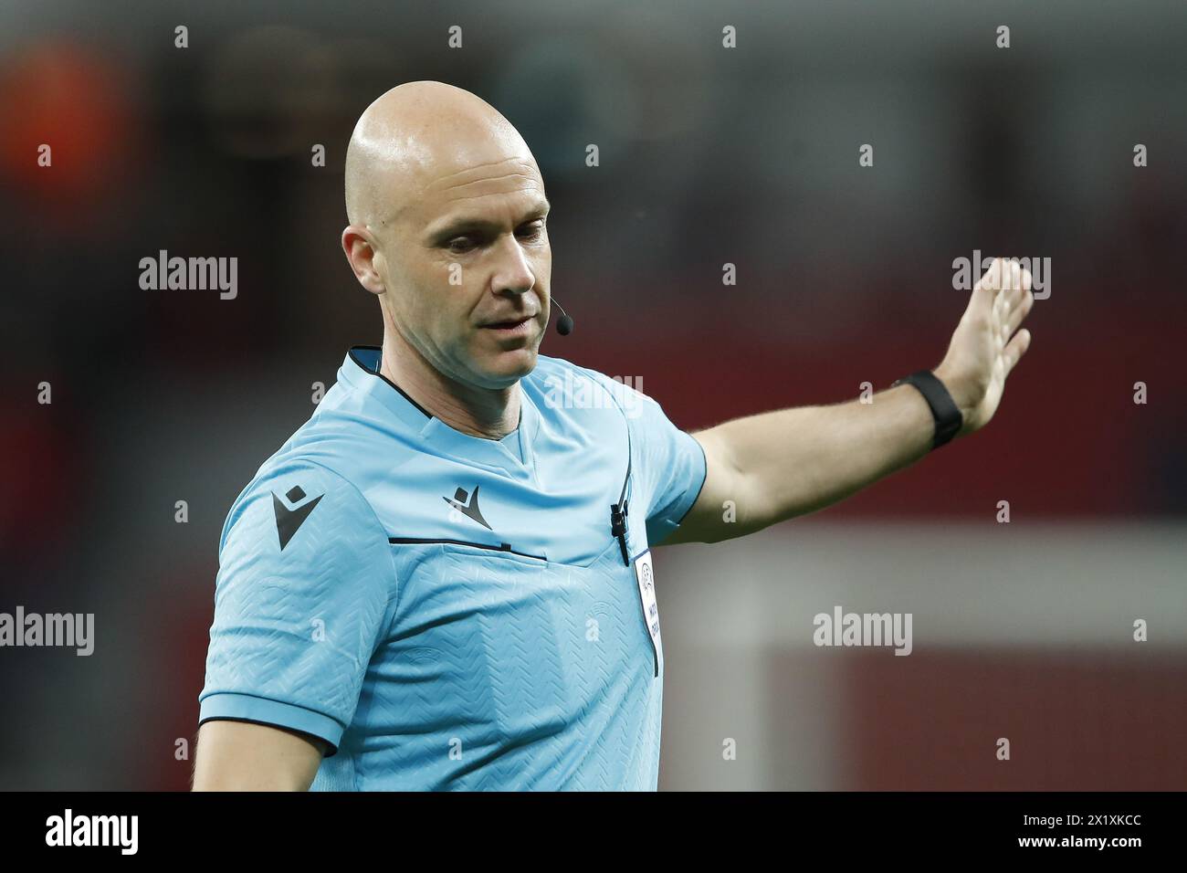 LEVERKUSEN - Referee Anthony Taylor during the UEFA Europa league round ...