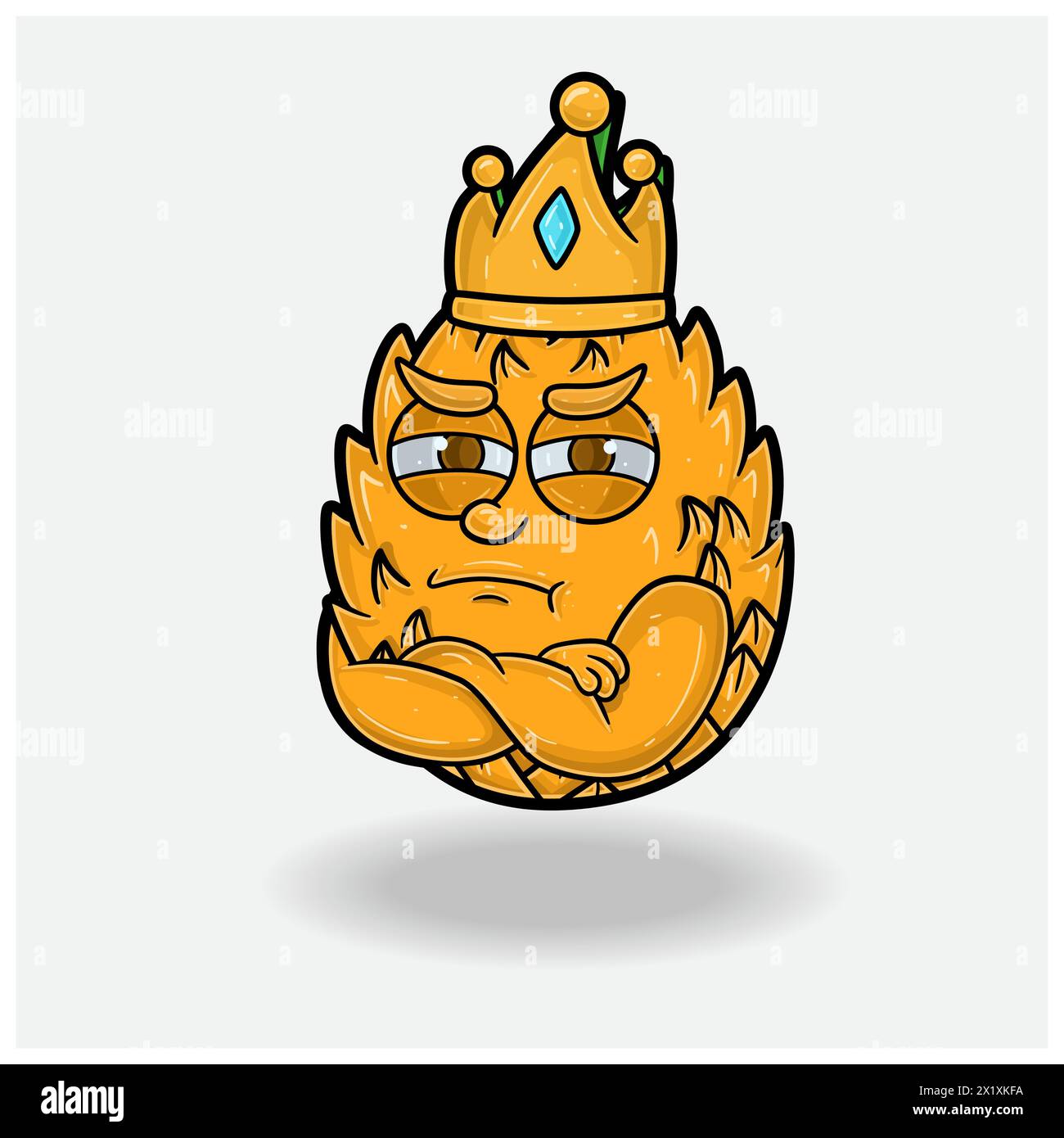 Jealous expression with Pineapple Fruit Crown Mascot Character Cartoon ...