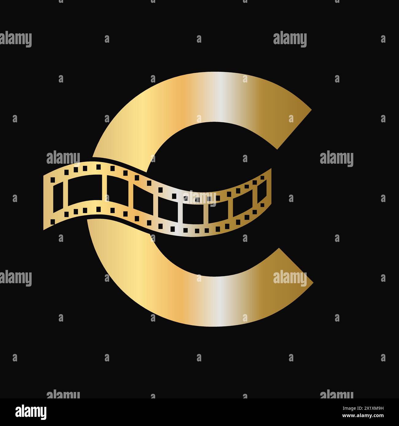 Letter C with Films Roll Symbol. Strip Film Logo For Movie Sign and ...
