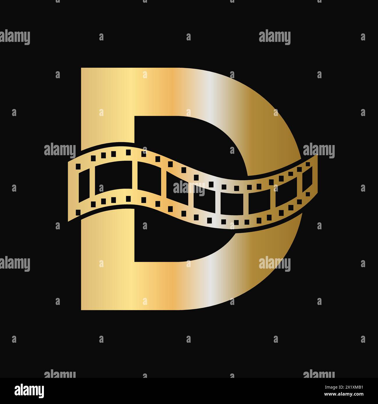 Letter D with Films Roll Symbol. Strip Film Logo For Movie Sign and ...