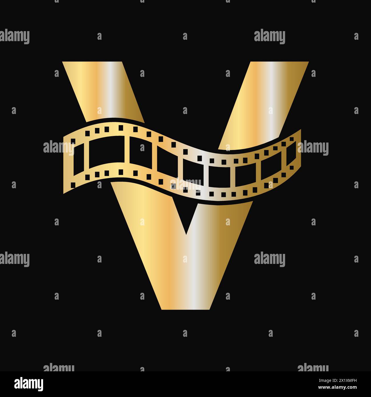 Letter V with Films Roll Symbol. Strip Film Logo For Movie Sign and ...