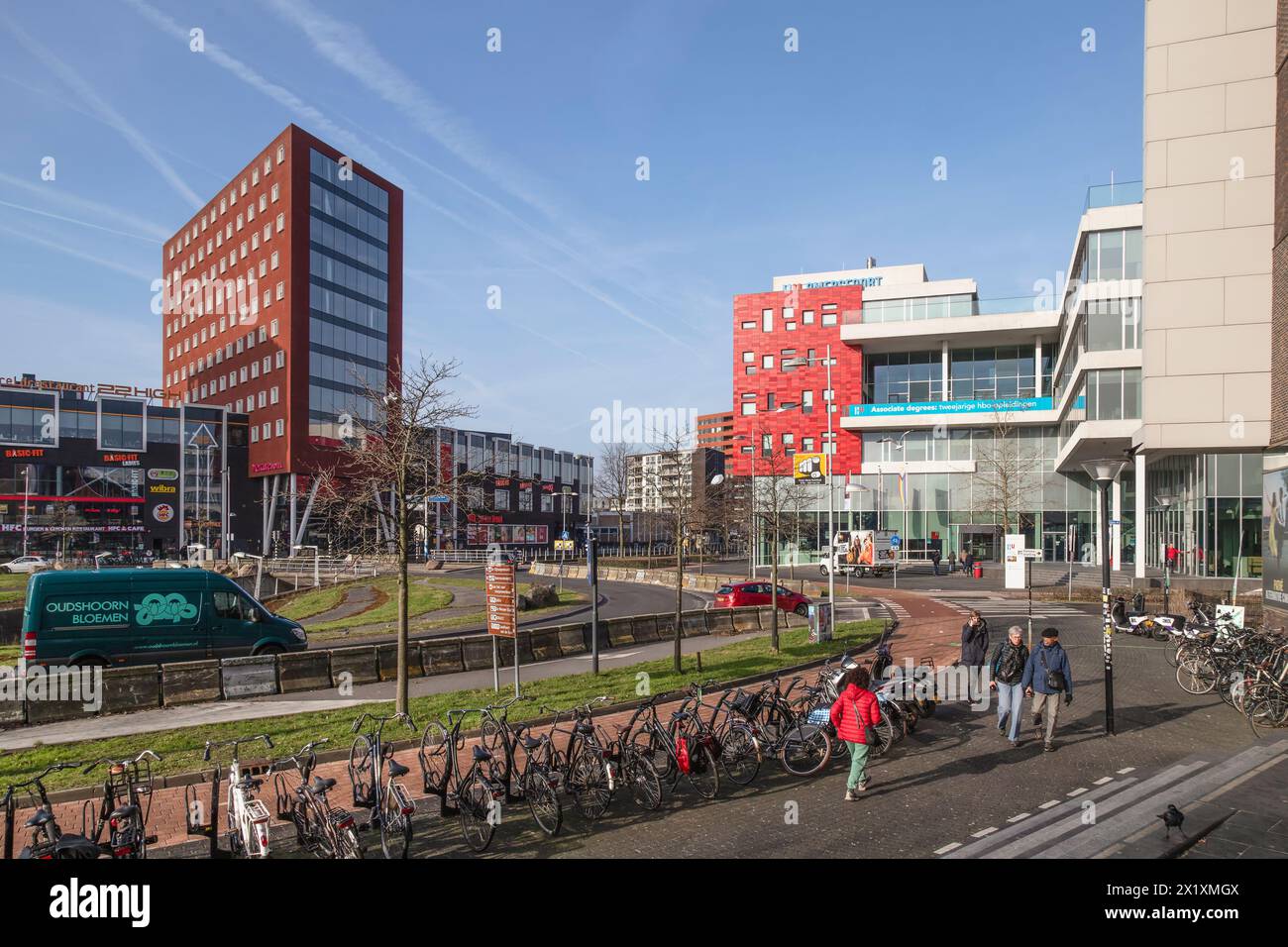 Modern buildings around a busy roundabout in Amersfoort Stock Photo - Alamy